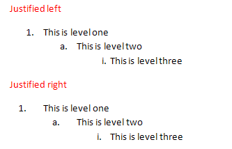 Office Open XML (OOXML) - Word Processing - Numbering - Defining a Particular Level - Justification